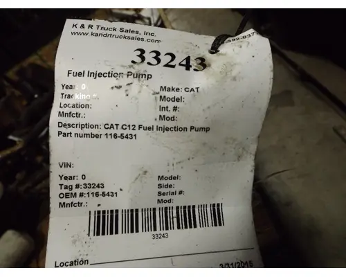 CAT Fuel Pump OEM# 116-5431 in Holland, MI $125.00 #33243