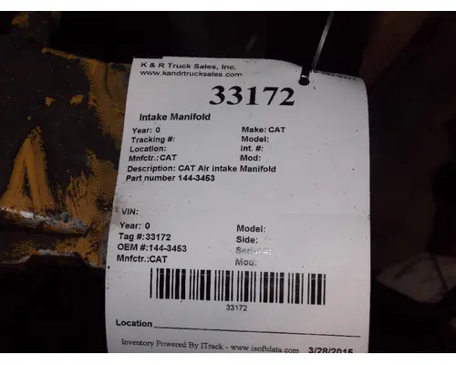 CAT Intake Manifold OEM# 144-3453 in Holland, MI #33172