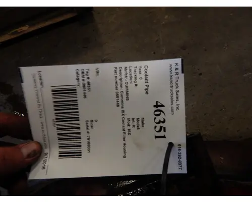CUMMINS ISX Coolant Pipe OEM# 3681446 in Holland, MI #46351