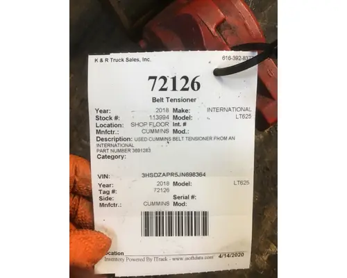 CUMMINS LT625 Belt Tensioner OEM# 3691283 in Holland, MI #72126