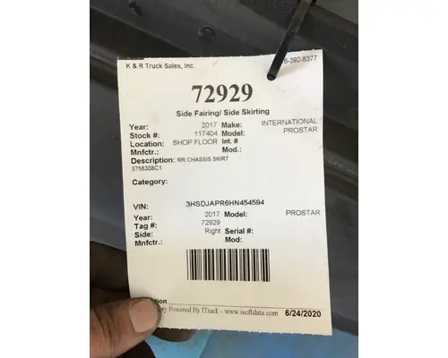 INTERNATIONAL PROSTAR CAB SKIRT/SIDE FAIRING OEM# 3758308C1 in Holland ...