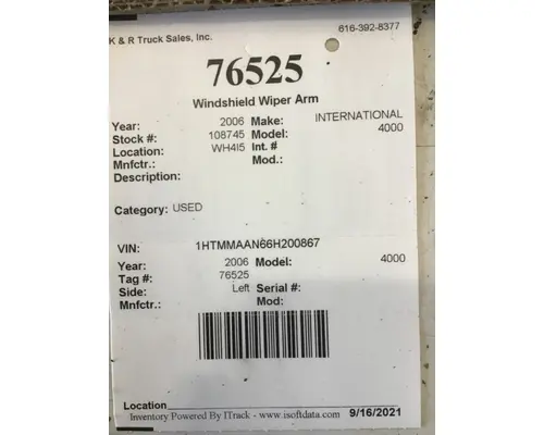 INTERNATIONAL PROSTAR Windshield Wiper Arm OEM# 3535049C2 in Holland ...