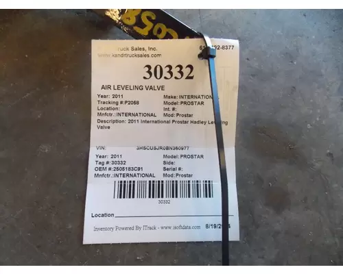 INTERNATIONAL Prostar Air Leveling Valve OEM# 2505183C91 in Holland, MI ...
