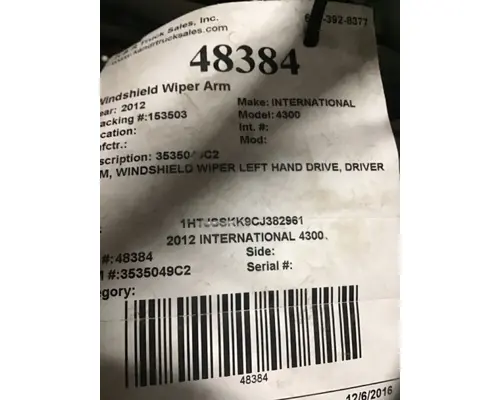 INTERNATIONAL TERRASTAR Windshield Wiper Arm OEM# 3535049C2 in Holland ...