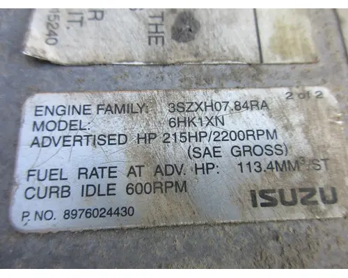 ISUZU 6HK1 Engine Assembly in Westland, MI #61150