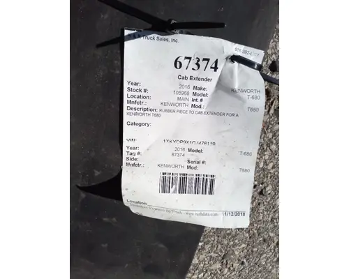 KENWORTH T680 PANEL, EXTERIOR CAB EXTENDER in Holland, MI $150.00 #67374