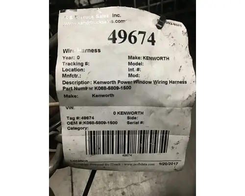 KENWORTH Wire Harness OEM# K068-5809-1500 in Holland, MI #49674