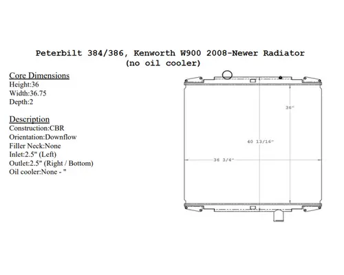 PETERBILT 384 Radiator OEM# FLTRP3840815 in Dorr, MI $300.00 #800-27982
