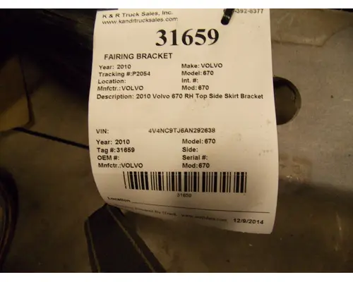 VOLVO 670 Fairing Bracket in Holland, MI #31659