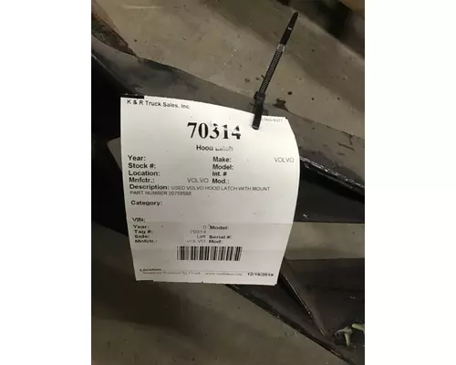 VOLVO Hood Latch OEM# 20758588 in Holland, MI #70314